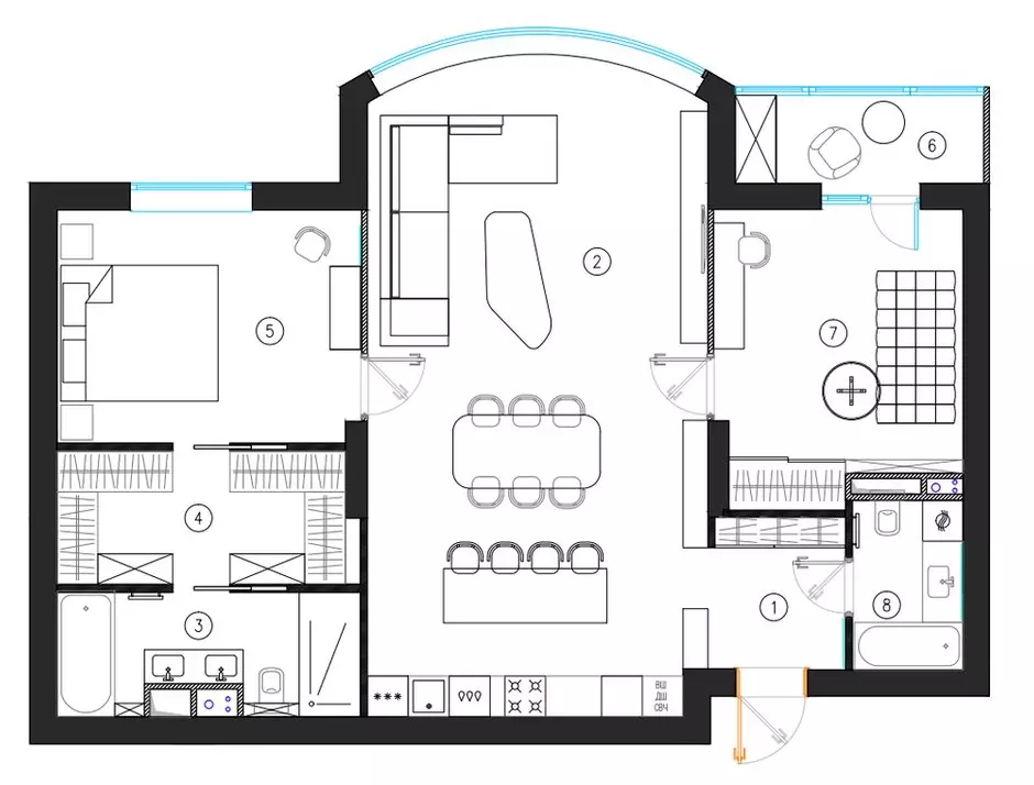 Plan med møbler arrangement