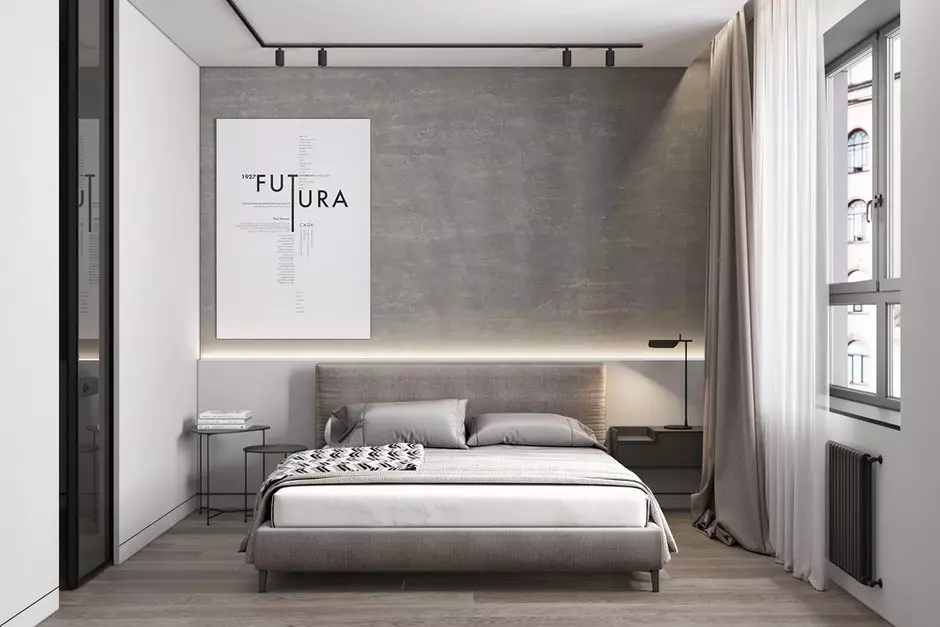 Foto: Dormitor de stil minimal, scandinav, apartament, proiect al săptămânii, Moscova, Casa monolitică, Cameră Quadro, 3 camere, mai mult de 90 de metri - Foto