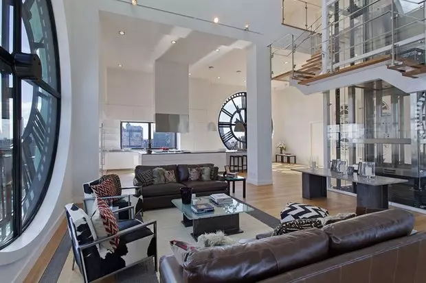 Foto: Woonkamer in moderne stijl, interieur, appartement, huis, huizen en appartementen, New York, Penthouse - Foto