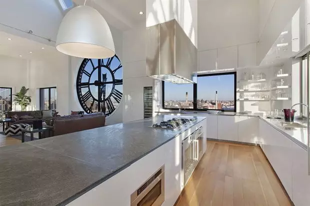 Foto: Keuken en eetkamer in moderne stijl, interieur, appartement, huis, huizen en appartementen, New York, Penthouse - Foto