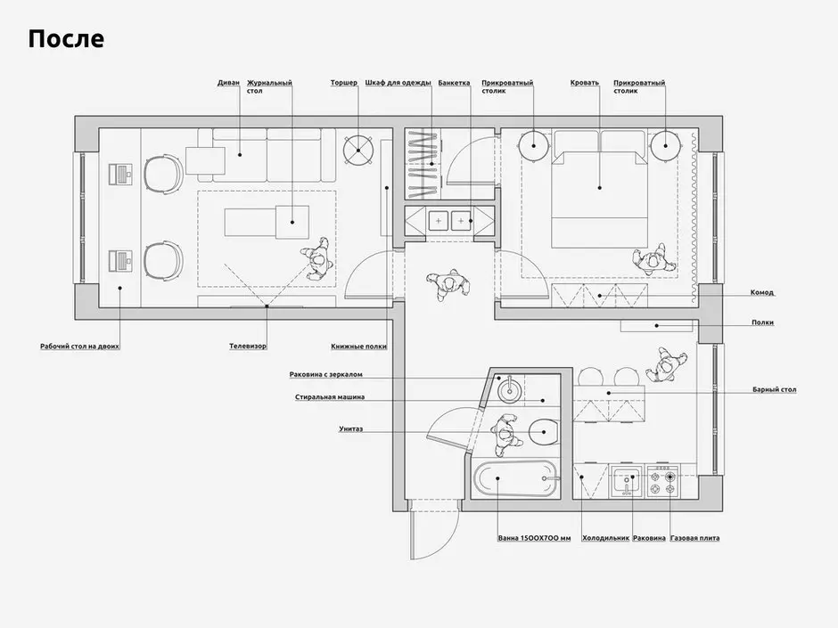 Foto: Stil planlaşdırma, Skandinaviya, Müasir, Kiçik mənzil, Həftənin Layihəsi, Sankt-Peterburq, panel evi, 2 otaqlı, 40-60 metr, Bobo.Space - FOTO