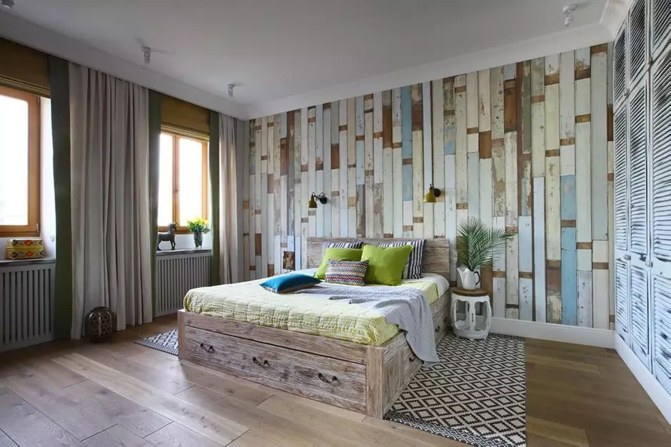 Foto: Bilik tidur dalam gaya Provence and Country, Apartment, Project of the Week, Moscow, Ekaterina Blokhin, Anton Korneev, Bengkel Design Korneev, Stalinka, 2 bilik, 60-90 meter, _video, TV, Reka bentuk Korneev - Foto