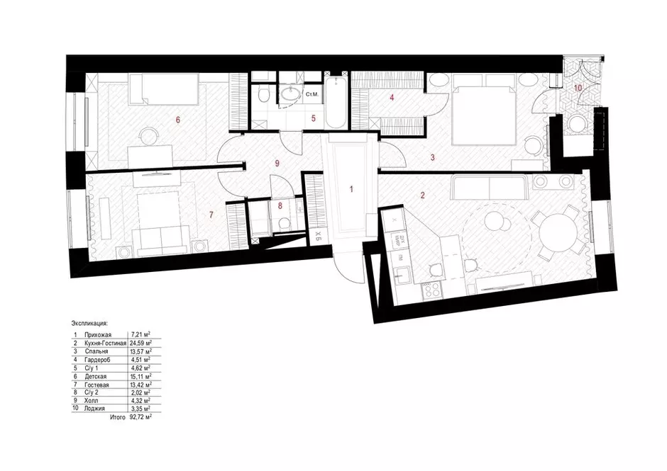 Kuva: Suunnittelu tyylillä, moderni, huoneisto, viikko, Moskova, 4 tai enemmän, yli 90 metriä, Anddesign, Alexander Daskevich - Valokuva