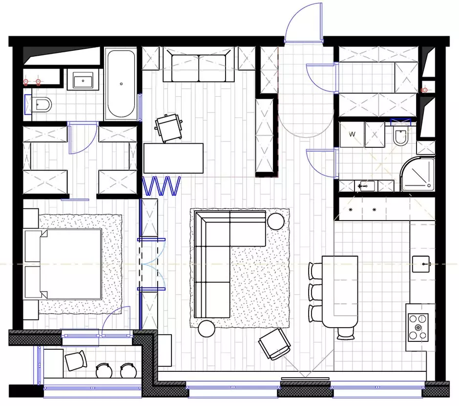 Foto: Planificación de estilo, ecléctico, apartamento, proyecto de la semana, Moscú, Topaste Studio, 3 habitaciones, 60-90 metros - Foto