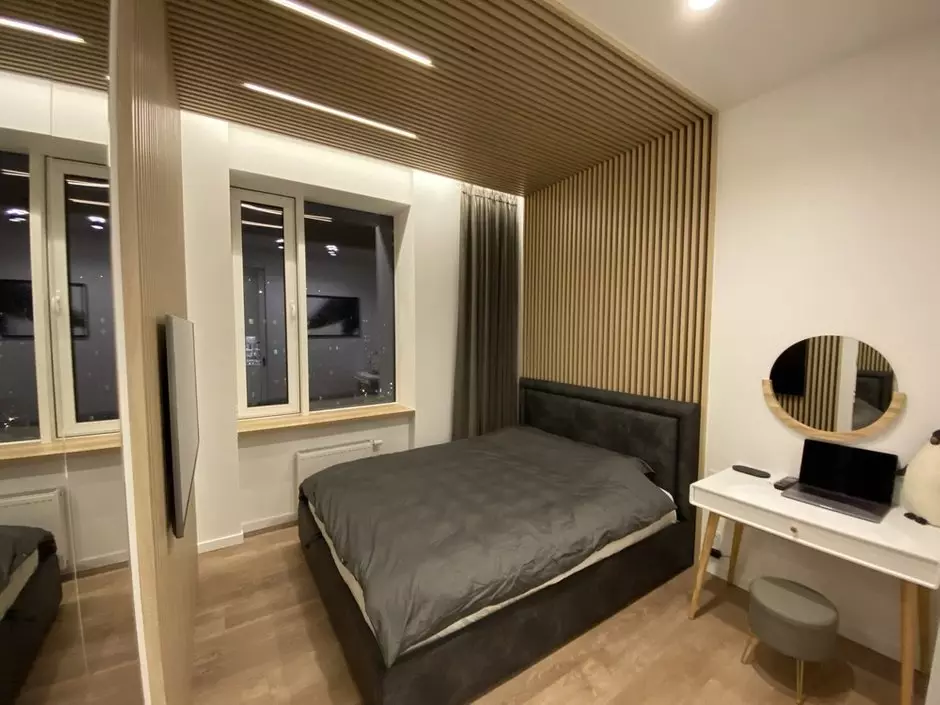 Foto: Slaapkamer in die styl van moderne, woonstel, projek van die week, 2 kamers, 40-60 meter, domklik, Sberbank versekering, Sber, red - foto