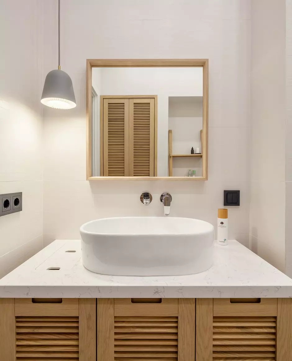 Foto: Baño en estilo ecológico, moderno, apartamento, estudio, minimalismo, proyecto de la semana, Moscú, 1 habitación, hasta 40 metros, 40-60 metros, Anastasia Rykov, S-Style - Photo