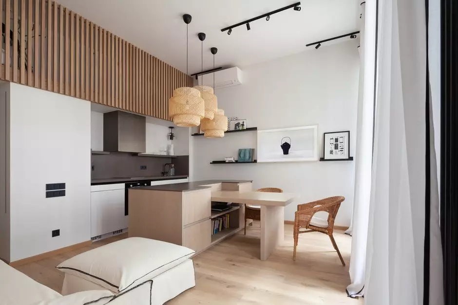 Foto: Dapur dan ruang makan di eco-style, modern, apartemen, studio, minimalis, proyek minggu, Moskow, 1 kamar, hingga 40 meter, 40-60 meter, Anastasia Rykov, S-Style - Foto