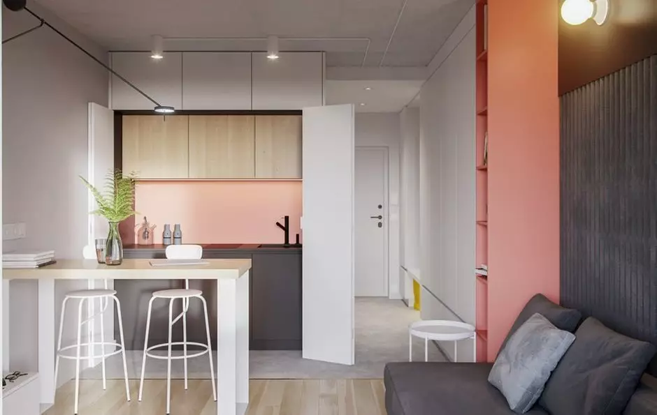 Photo: Kitchen and dining room in the style of minimalism, Scandinavian, small apartment, guide, boomplanner, rerooms, Joinforces Studio, Anna Dobrovolskaya, Andrei Barinov - Photo