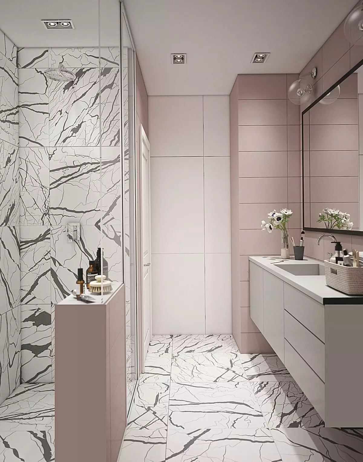 صورة فوتوغرافية: Bathroom in Style Modern، الاسكندنافية، شقة صغيرة، شقة، روسيا، أبيض، موسكو، بيج، رمادي، منزل قرميد، 1 غرفة، حتى 40 متر، BoLombanner - صورة