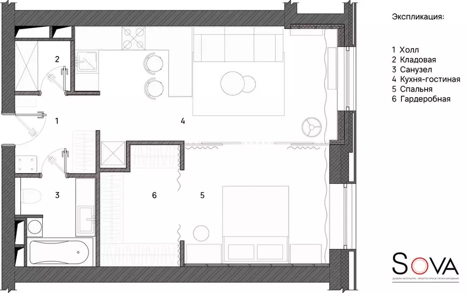 Mobilya düzenlemesi ile plan