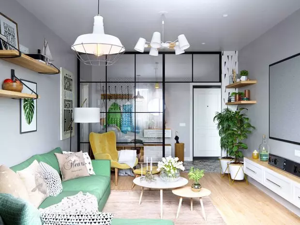 Foto: Ruang tamu dalam gaya Scandinavia, Hiasan Dalaman, Obi, Obi, Trend 2020, New Scandinavian Style - Foto