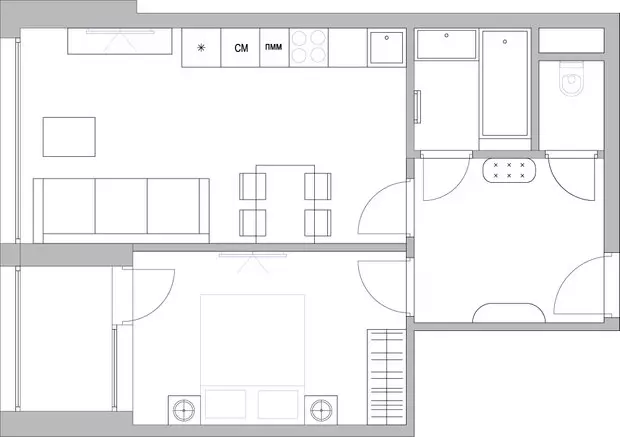 照片：規劃風格，小公寓，提示，重建，Nikita Morozov，KM工作室，COPE-M-SAU，1臥室公寓，在COPE-M-SAIL，規劃小型錯誤 - 照片