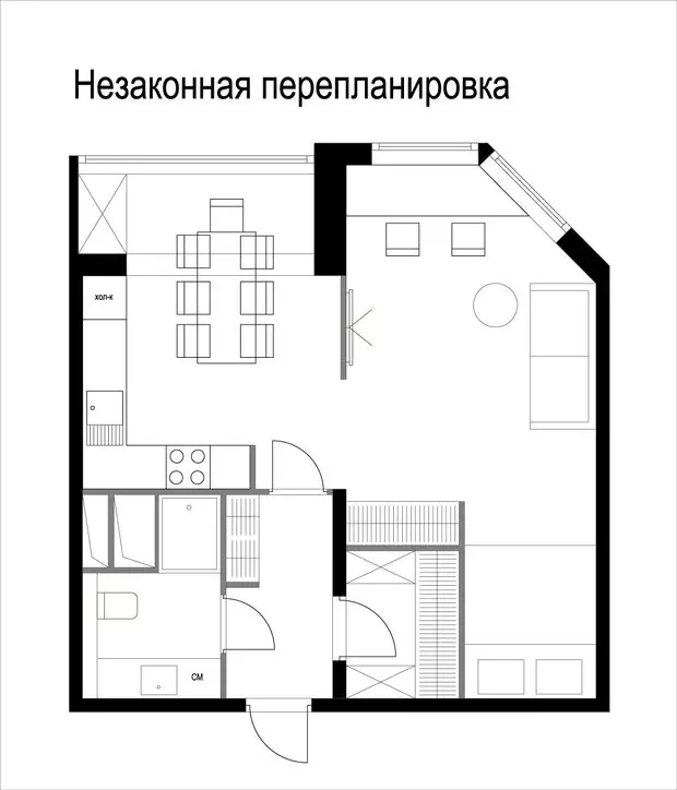 Photo: Planning in style, small apartment, tips, redevelopment, Nikita Morozov, Km Studio, Cope-M-sail, 1 Bedroom apartment in Cope-M-sail, errors in planning small-sized - Photo