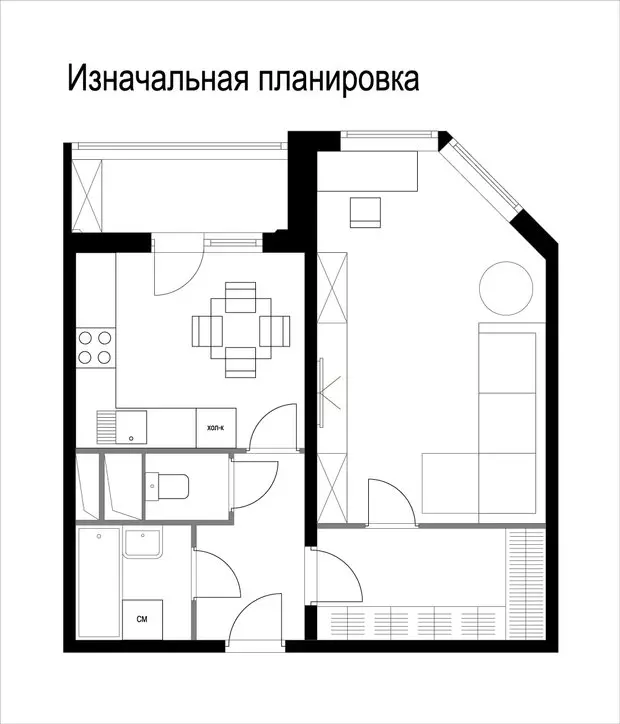 Photo: Planning in style, small apartment, tips, redevelopment, Nikita Morozov, Km Studio, Cope-M-sail, 1 Bedroom apartment in Cope-M-sail, errors in planning small-sized - Photo