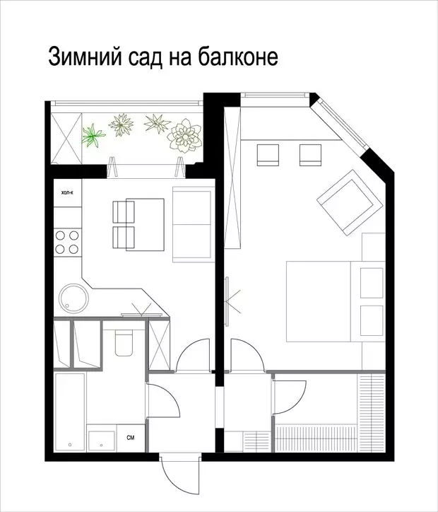 Photo: Planning in style, small apartment, tips, redevelopment, Nikita Morozov, Km Studio, Cope-M-sail, 1 Bedroom apartment in Cope-M-sail, errors in planning small-sized - Photo