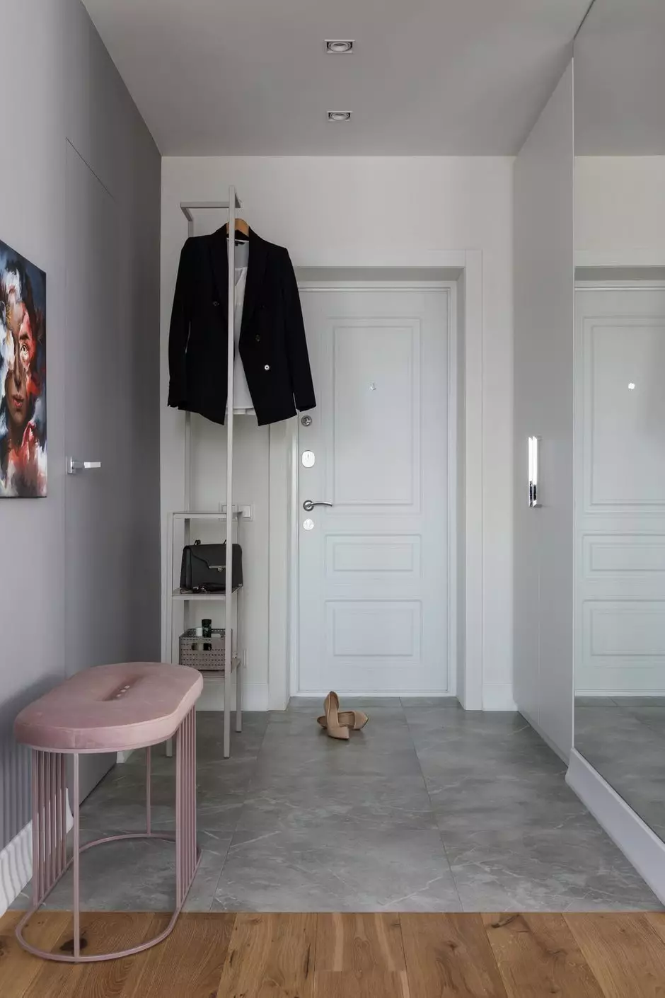 Litrato: Hall Sa Estilo Minimalism, Mga Tip, Dekorasyon sa salog, Dekorasyon sa Wall, Cubiq Studio, Olagia Petrova, Rusa-Decor