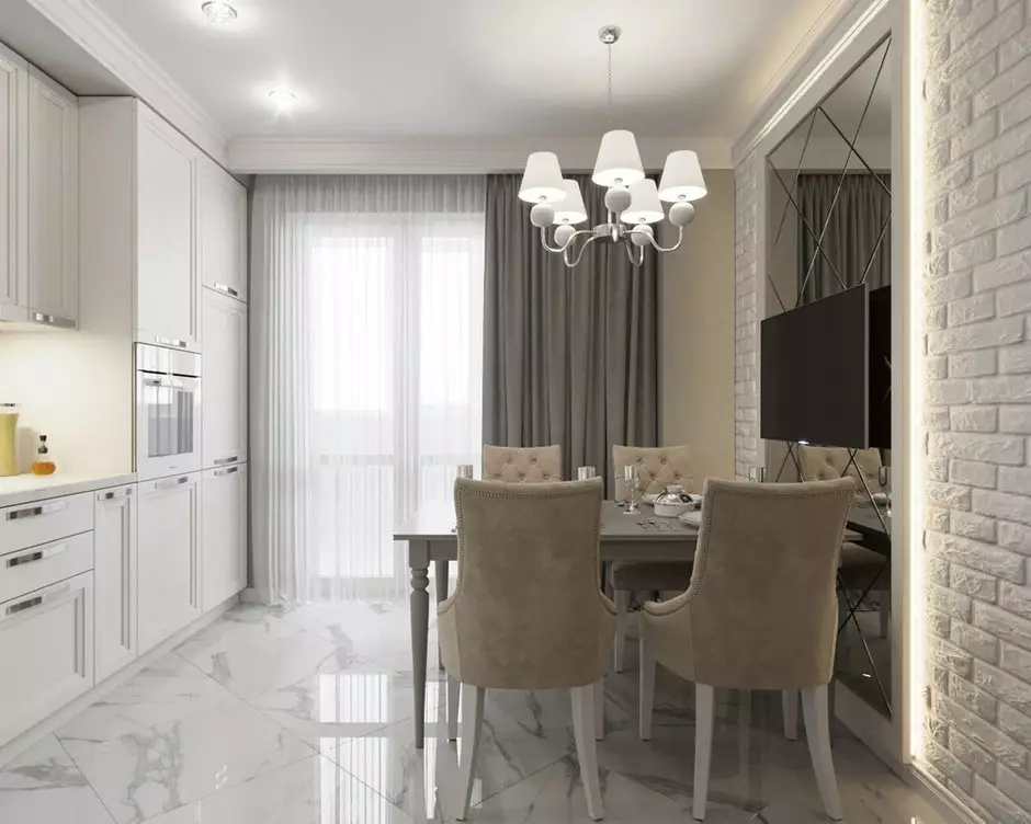 Foto: Cocina y comedor en estilo clásico, escandinavo, ecléctico, apartamento, Bodeco, proyecto de la semana, Bielorrusia, Casa de paneles, 3 habitaciones, 60-90 metros, Gomel, Antei - Foto