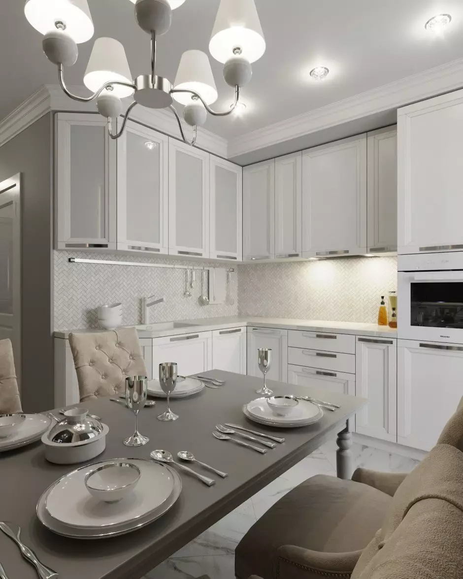 Foto: Cocina y comedor en estilo clásico, escandinavo, ecléctico, apartamento, Bodeco, proyecto de la semana, Bielorrusia, Casa de paneles, 3 habitaciones, 60-90 metros, Gomel, Antei - Foto