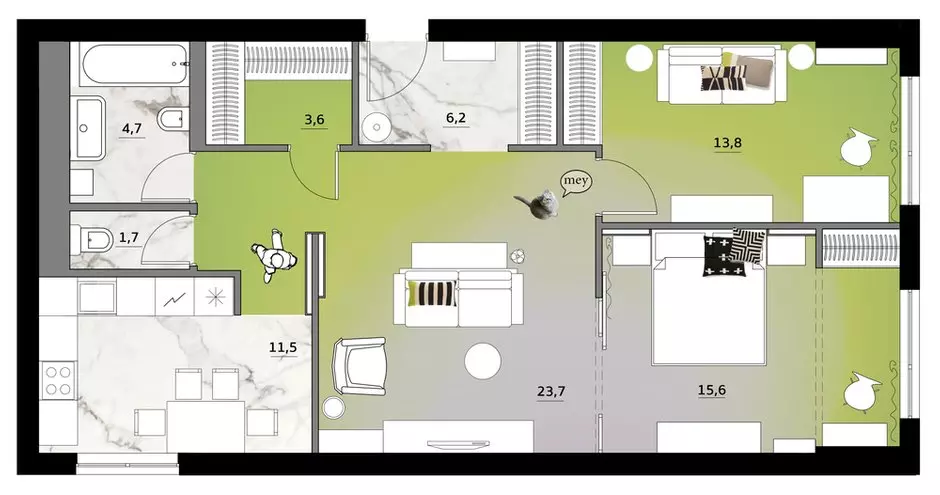 Com els dissenyadors van fer un apartament fosc amb llum i acollidor