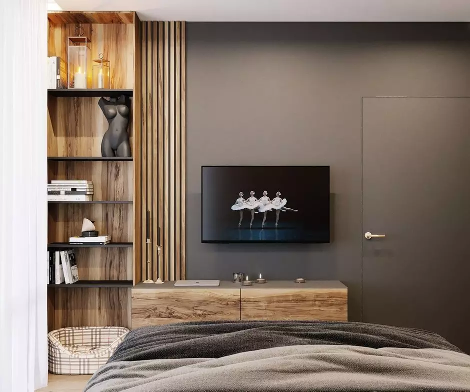 Foto: camera da letto in stile moderno, eco, appartamento, progetto della settimana, St. Petersburg, 3 camere, 60-90 metri, mattoni monolitici, monolitico, studio 20:18 - Foto