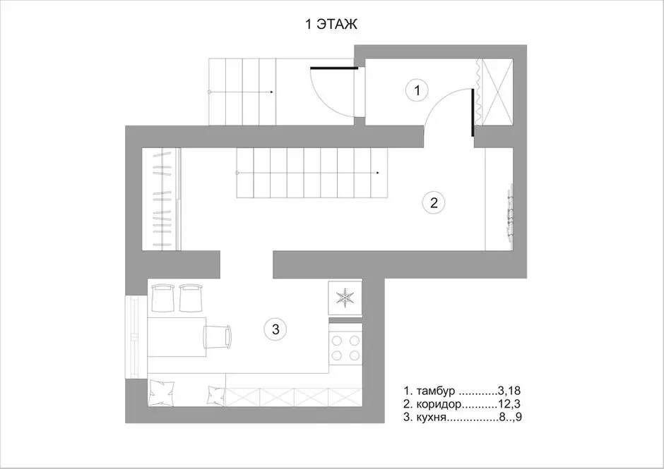 Argazkia: Estiloa, Provence eta Herrialdea, Etxea, Astearen proiektua, Etxea, Etxea eta Etxea, Bielorrusia, Minsk, 2 Gelak, 60-90 metro, Etxe gozoa, Alena Erashevich, Ilya Erasasvich - argazkia