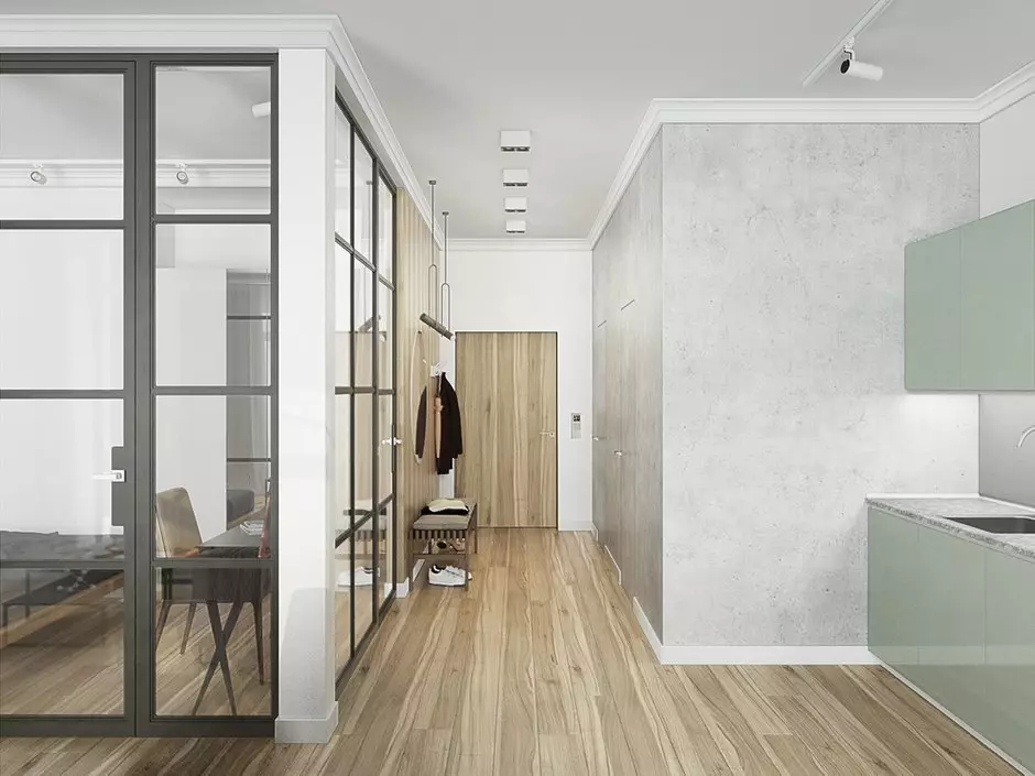 صورة فوتوغرافية: Mailway Entrance Hall، Modern، Apartment، Miele، مشروع الأسبوع، موسكو، Evgenia Ermolaeva، Eeds، House Mondithic، 2 غرف، 40-60 متر، نادي البيت في Sretenka - صورة فوتوغرافية