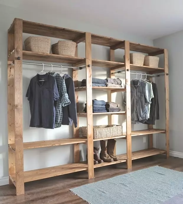 صورة فوتوغرافية: Wardrobe in Loft Style، الاسكندنافية، نصائح، رف، Leroy Merlin، Leroy Merlin، كيفية صنع رف - صور