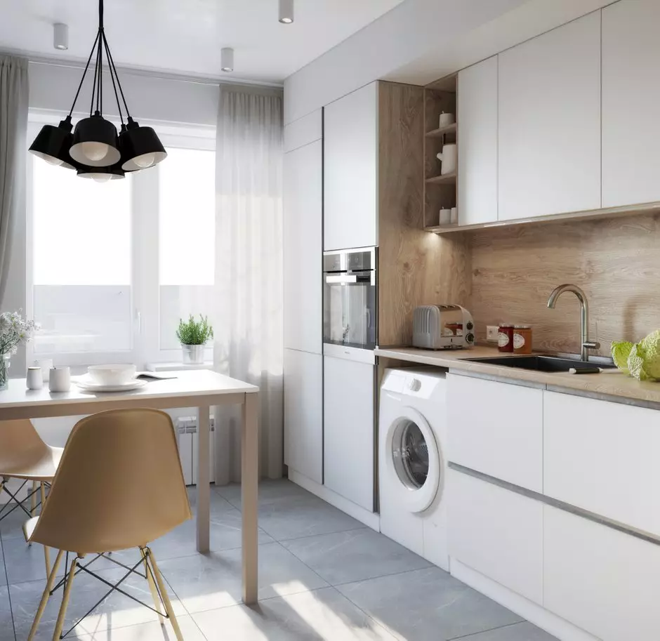 Foto: dapur dan ruang makan di modern, Skandinavia, apartemen kecil, apartemen, proyek minggu, Moskow, rumah bata, 1 kamar, hingga 40 meter, rerooms.ru - Foto