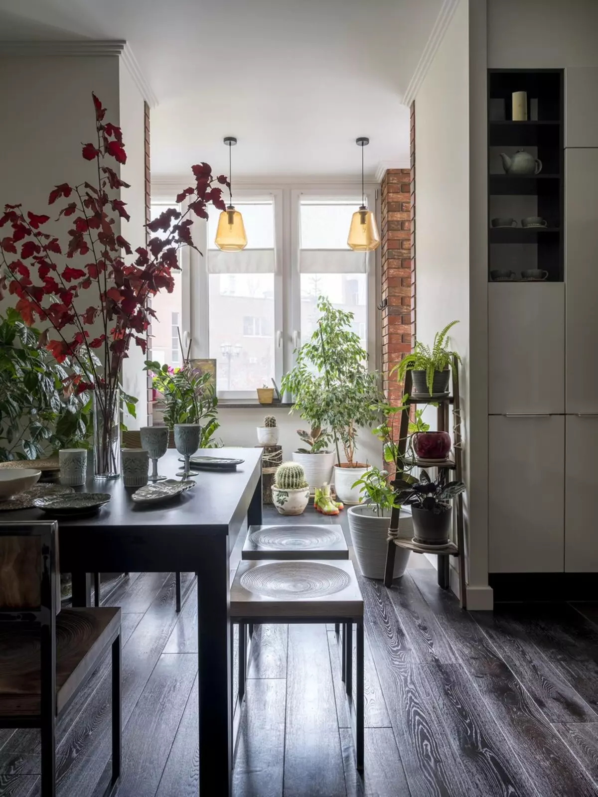 Foto: keuken en eetkamer in de stijl van eclectisch, provence en land, appartement, project van de week, eco, regio Moskou, Tatyana uverborn, 2 kamers, 60-90 meter, monolithische baksteen, tbc