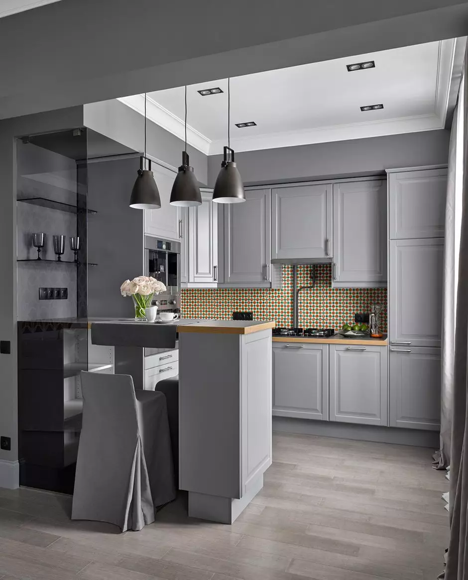 Foto: Dapur dan Ruang Makan dalam Gaya Moden, Eclectic, Apartment, Projek Minggu, Moscow, Stalinka, Rumah Brick, 1 Bilik, 2 Bilik, 40-60 meter, Oksana Stanislavova, Alena Dzutsva, Soda Homedecor - Foto