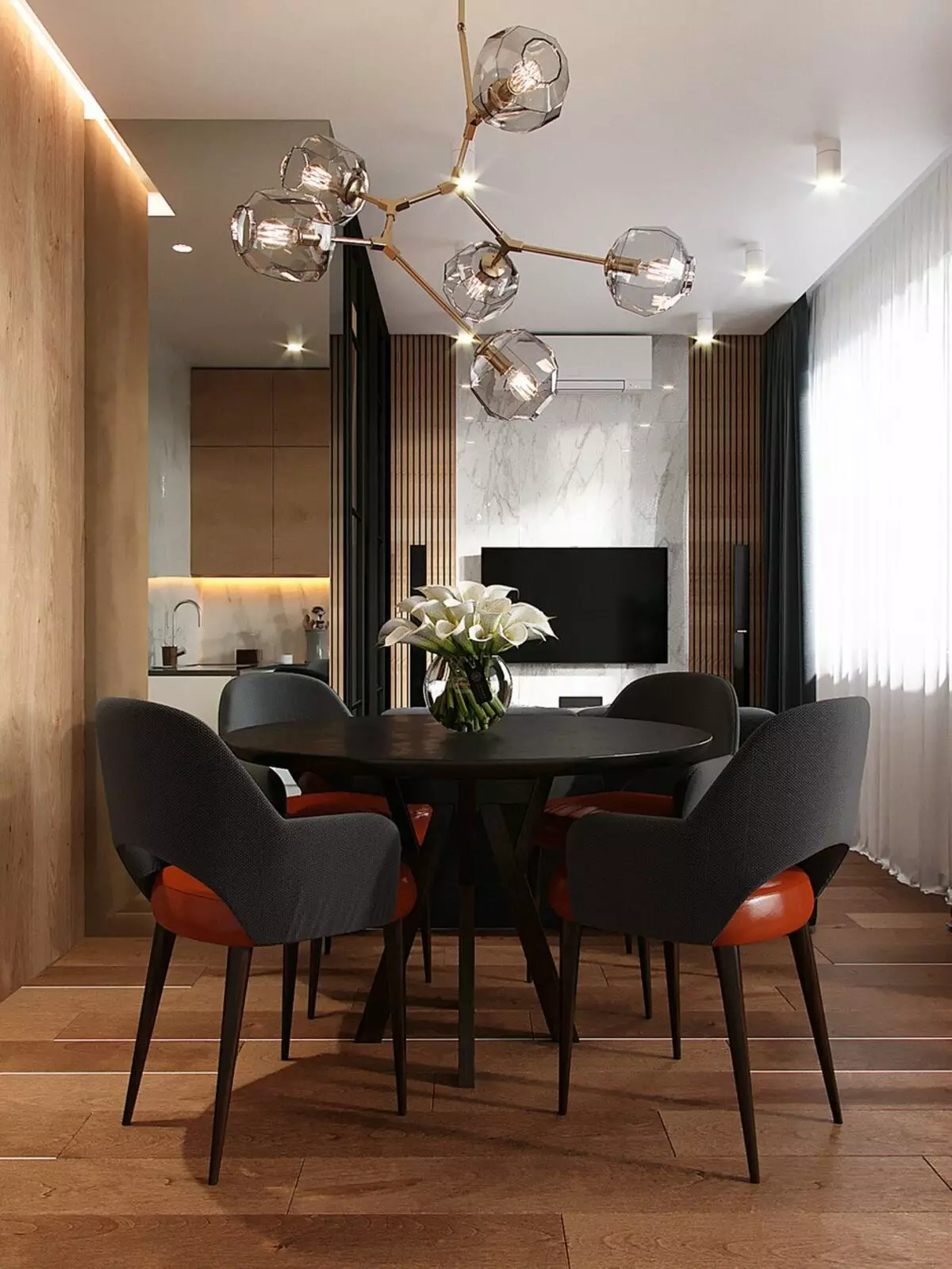 Llun: Cegin ac Ystafell Fwyta yn Modern, Apartment, Prosiect yr Wythnos, Moscow, House Monolithig, 2 ystafell, 40-60 metr, Ruslan Prosvirin, Prosvirin Design Studio - Llun