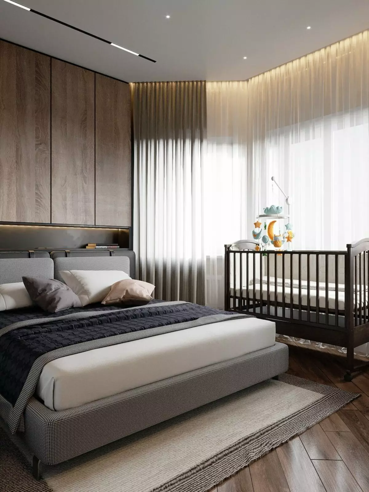 Photo: Bedroom in style Modern, apartment, project of the week, Moscow region, Kronospan Castello, 3 rooms, 60-90 meters, Ruslan Prosvirin, Prosvirin Design Studio, Anna Costa - Photo