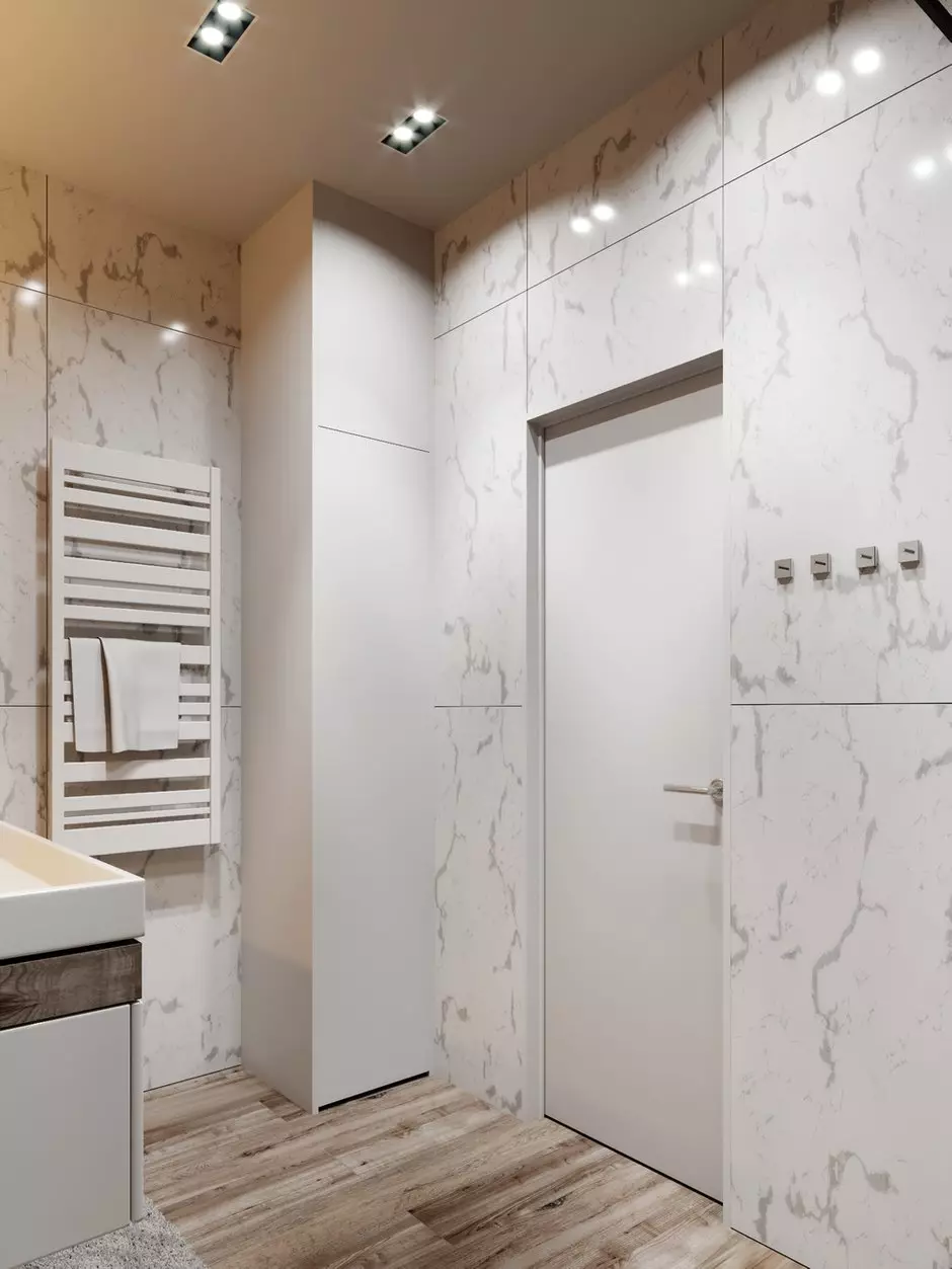 Foto: Baño no estilo moderno, apartamento, proxecto da semana, rexión de Moscova, Kronospan Castello, 3 dormitorios, 60-90 metros, Ruslan Prosvirin, Prosvirin Design Studio, Anna maioría - Foto