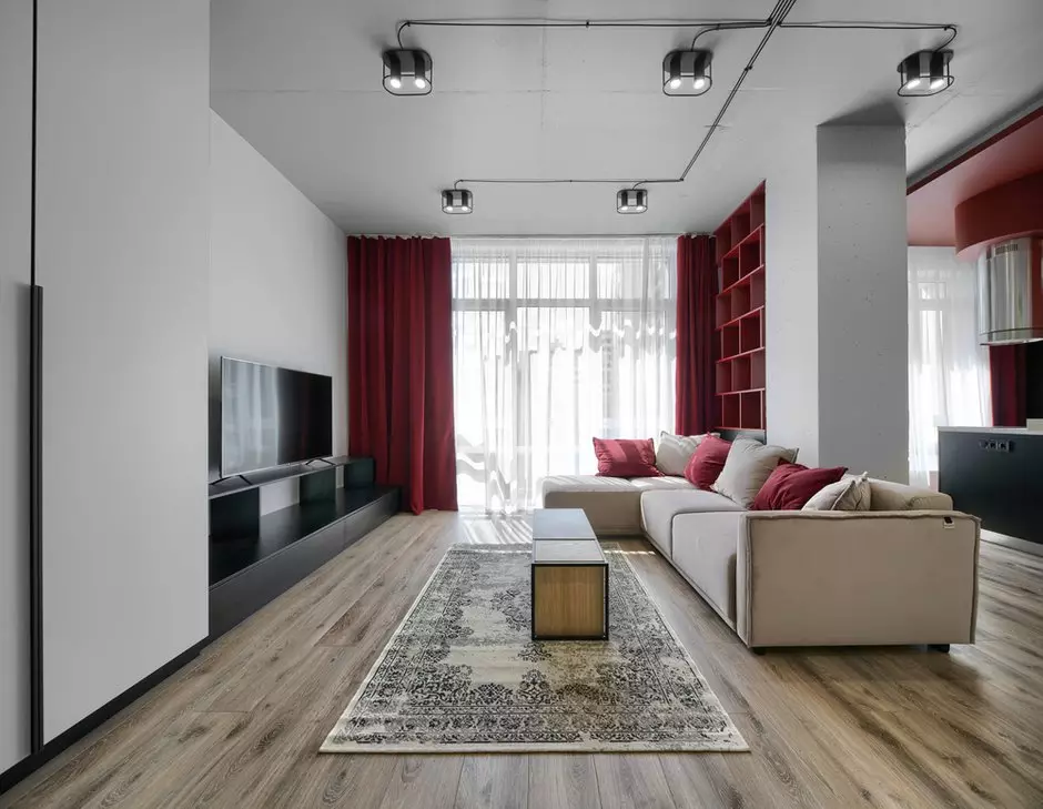 Foto: Sala de estar ao estilo do minimalismo, moderno, apartamento, estudo, proxecto da semana, Kiev, 40-60 metros, Brothers Lauri - Foto