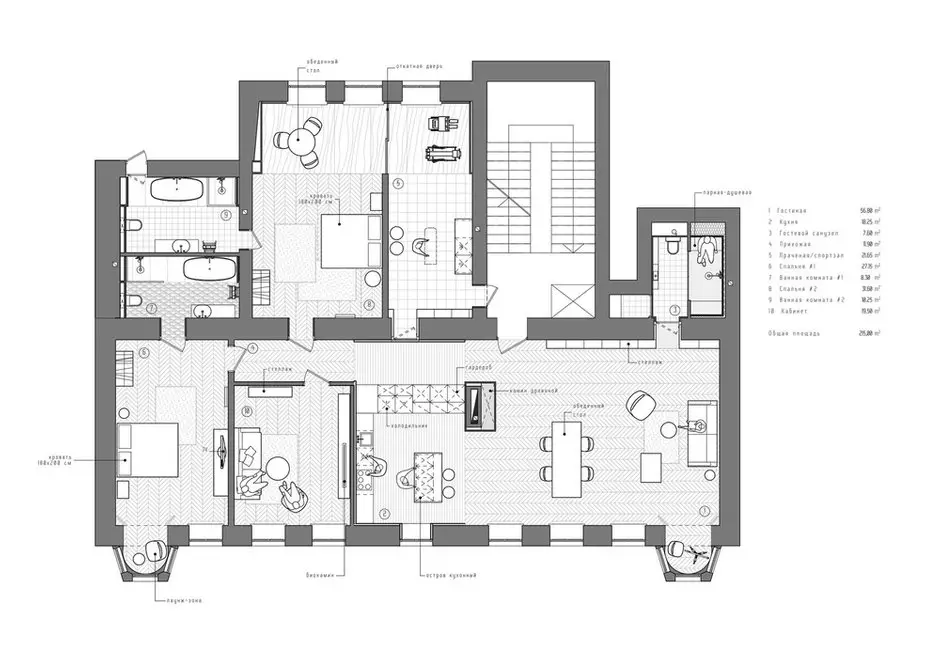 Plan med møbler arrangement