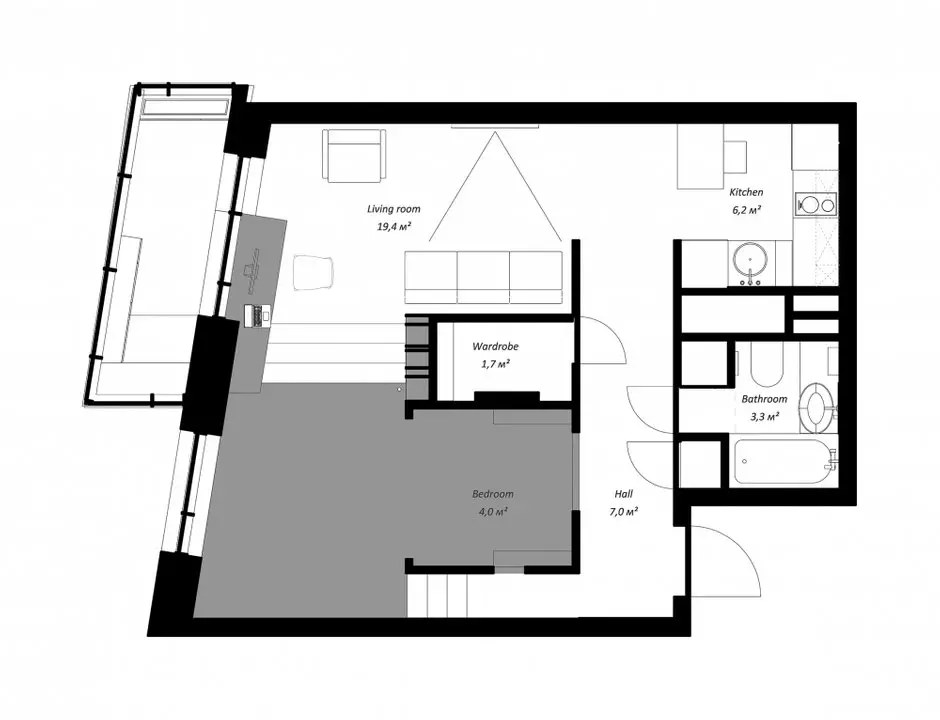 Apartemen Studio Interior Modern: Proyek Ruetemple