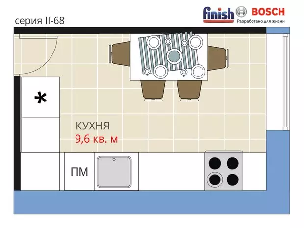 Mynd: Í stíl, eldhús og borðstofu, íbúð, Bosch, redevelopment, Anastasia Kiseleva, Block House, II-68, Finish, 1 svefnherbergi, allt að 40 metra, Evgenia Shulzhenko - mynd