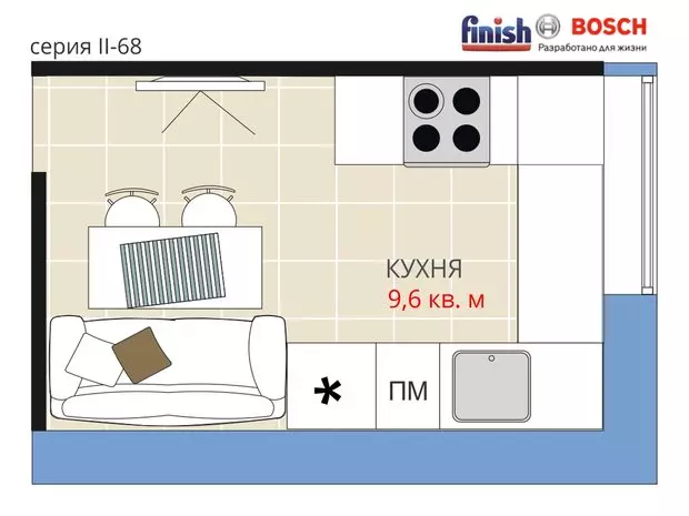 Hoto: A cikin salo, Kitchen da dakin cin abinci, Apartasia Kiseleva, Tufafin Gida, II-68, Readeleva, Take-68, Gyara, mita 1, Evgenia Shulzhenko - hoto