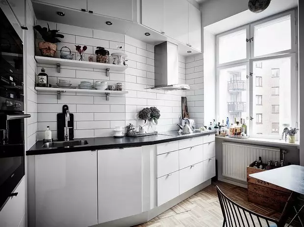 Foto: Keuken en eetkamer in Scandinavische stijl, tips, gids, afwerking - foto