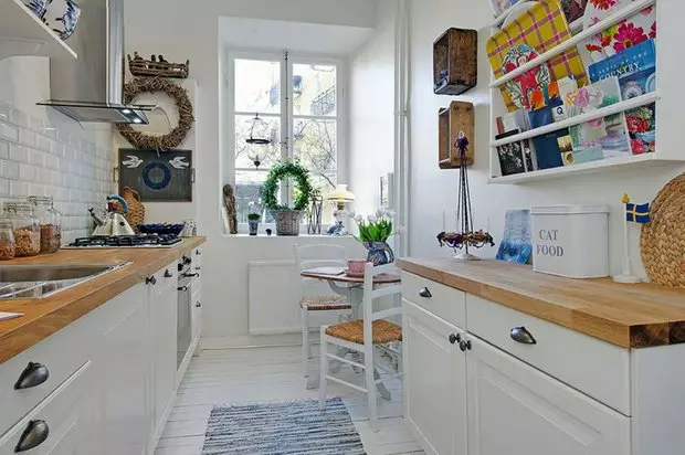 Foto: Keuken en eetkamer in Scandinavische stijl, tips, gids, afwerking - foto