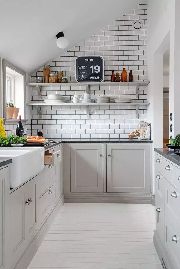 Foto: Keuken en eetkamer in Scandinavische stijl, tips, gids, afwerking - foto