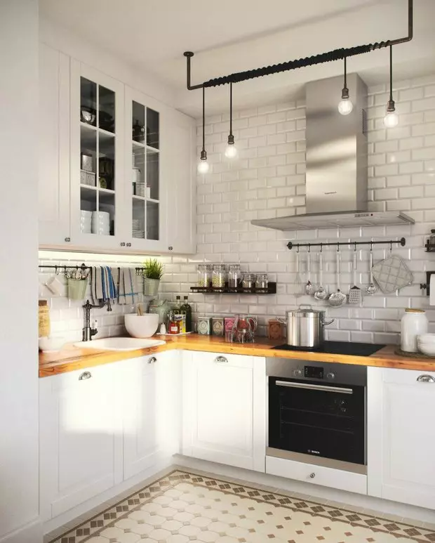 Foto: Keuken en eetkamer in Scandinavische stijl, tips, gids, afwerking - foto