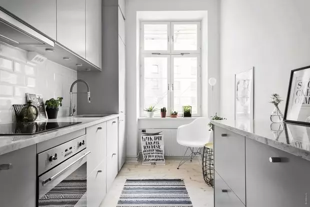 Foto: Keuken en eetkamer in Scandinavische stijl, tips, gids, afwerking - foto