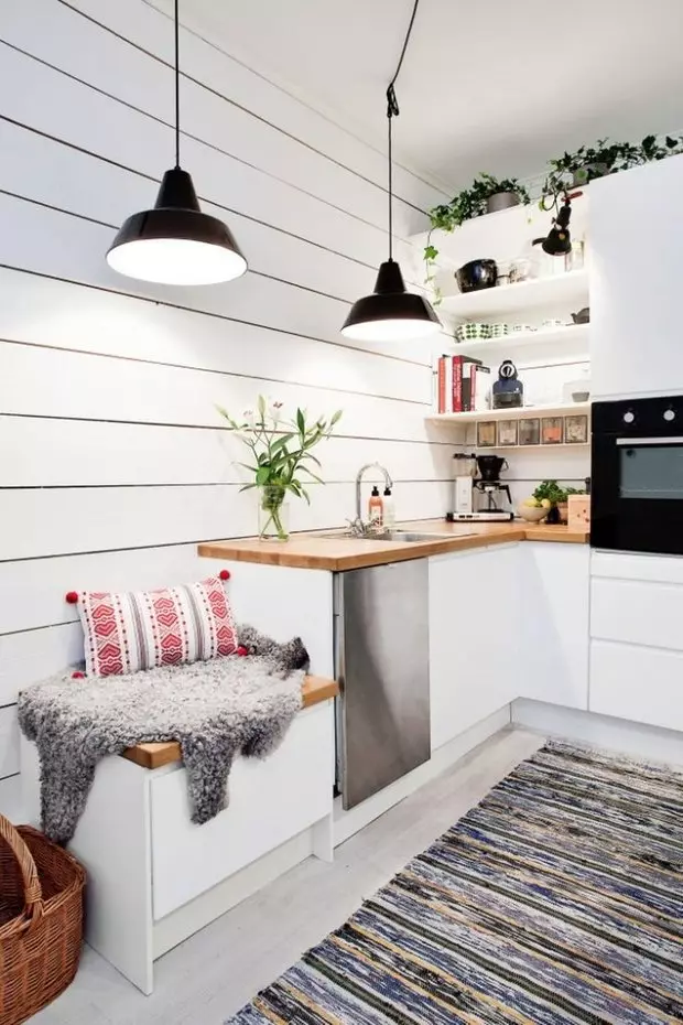 Foto: Keuken en eetkamer in Scandinavische stijl, tips, gids, afwerking - foto