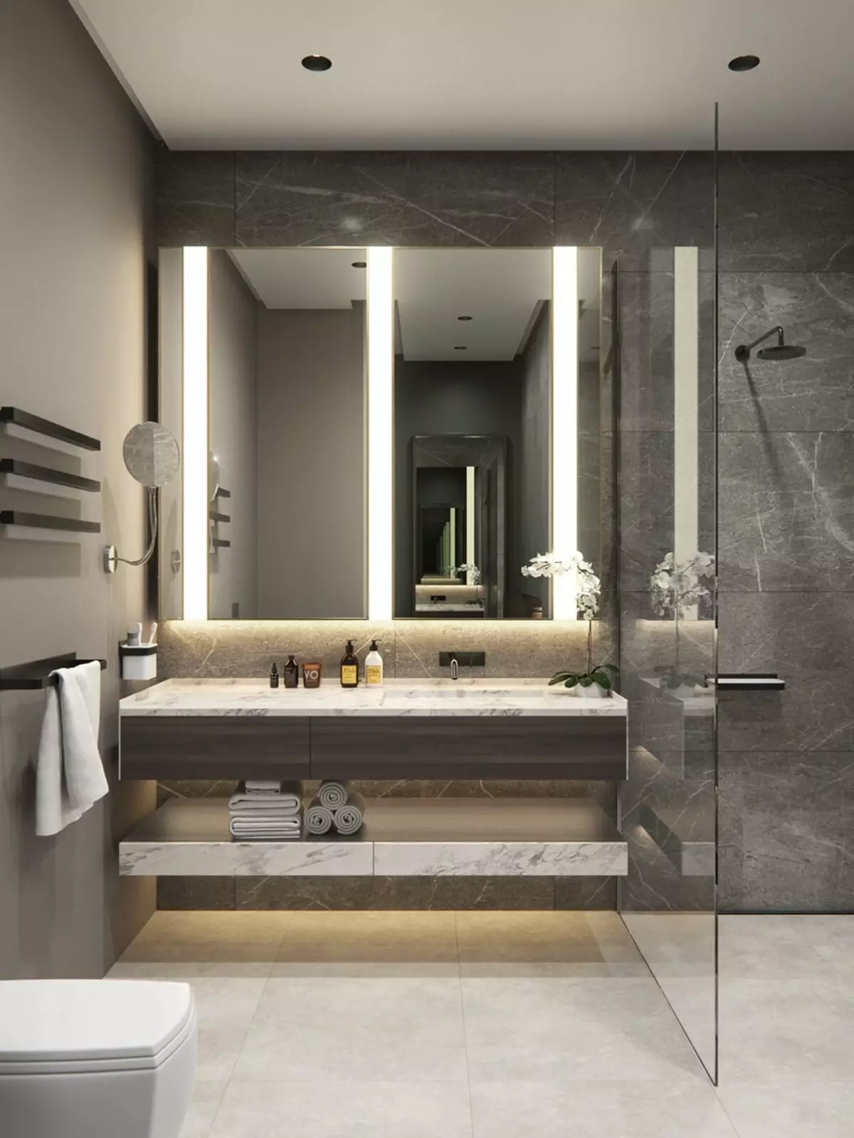 Photo: salle de bain dans le style de moderne, appartement, minimalisme, projet de la semaine, Moscou, estime, maison monolithique, 4 ans et plus, plus de 90 mètres, design Aiya - Photo