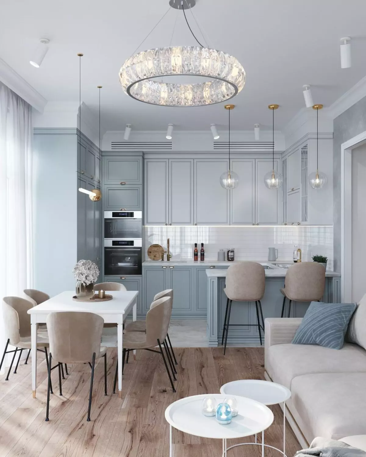 Photo: Cooking and dining room in classic style, modern, apartment, project of the week, Moscow, 4 and more, more than 90 meters, Deus of House - Photo