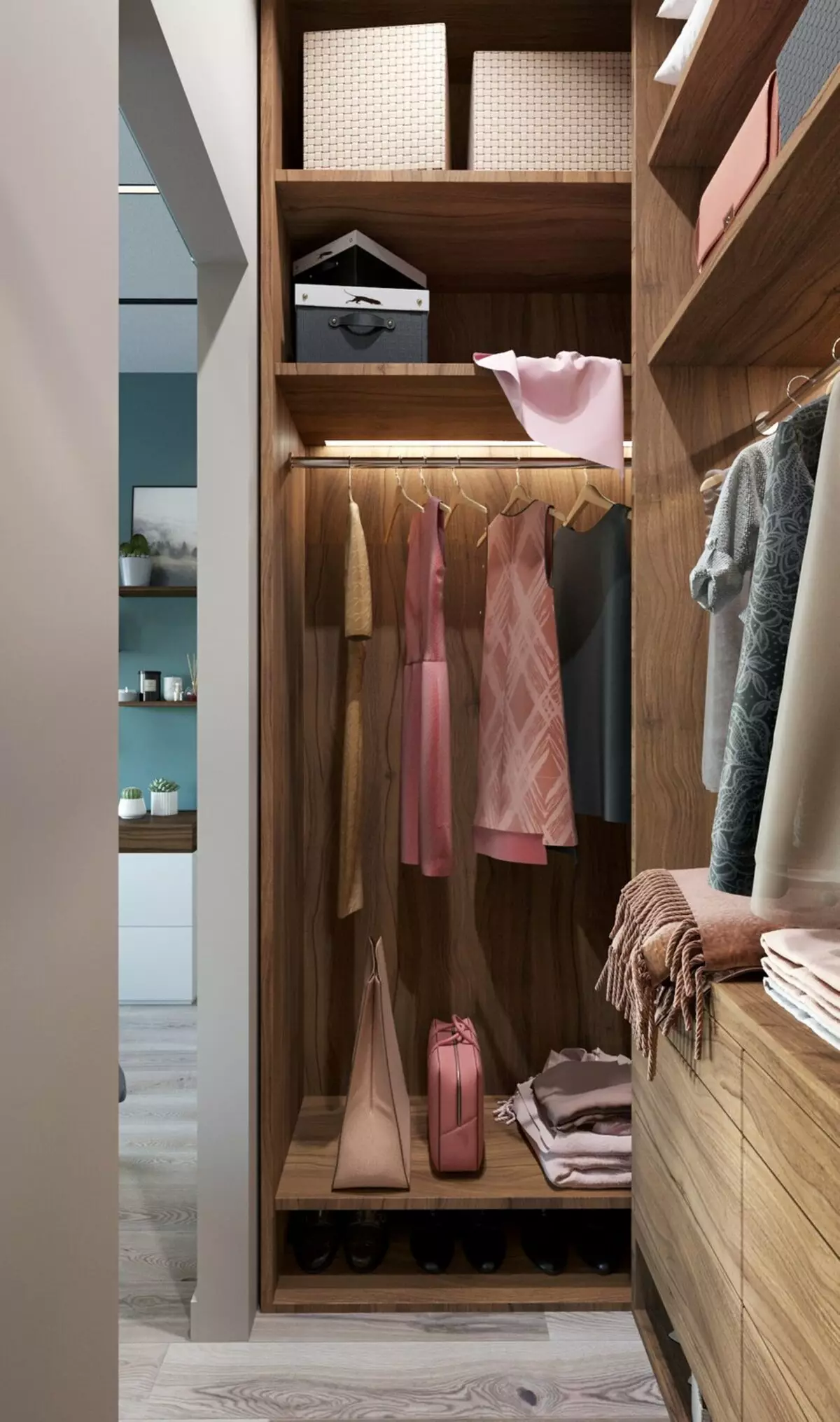 Foto: Wardrobe En moderna stilo, apartamento, projekto de la semajno, Moskvo, 2 ĉambroj, 40-60 metroj, deus de domo - Foto