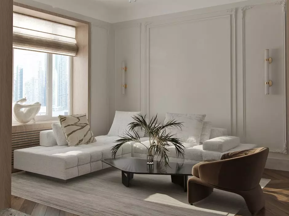 Photo: Living room in modern, apartment, project of the week, beige, 60-90 meters, Taupehome, Prize - Photo