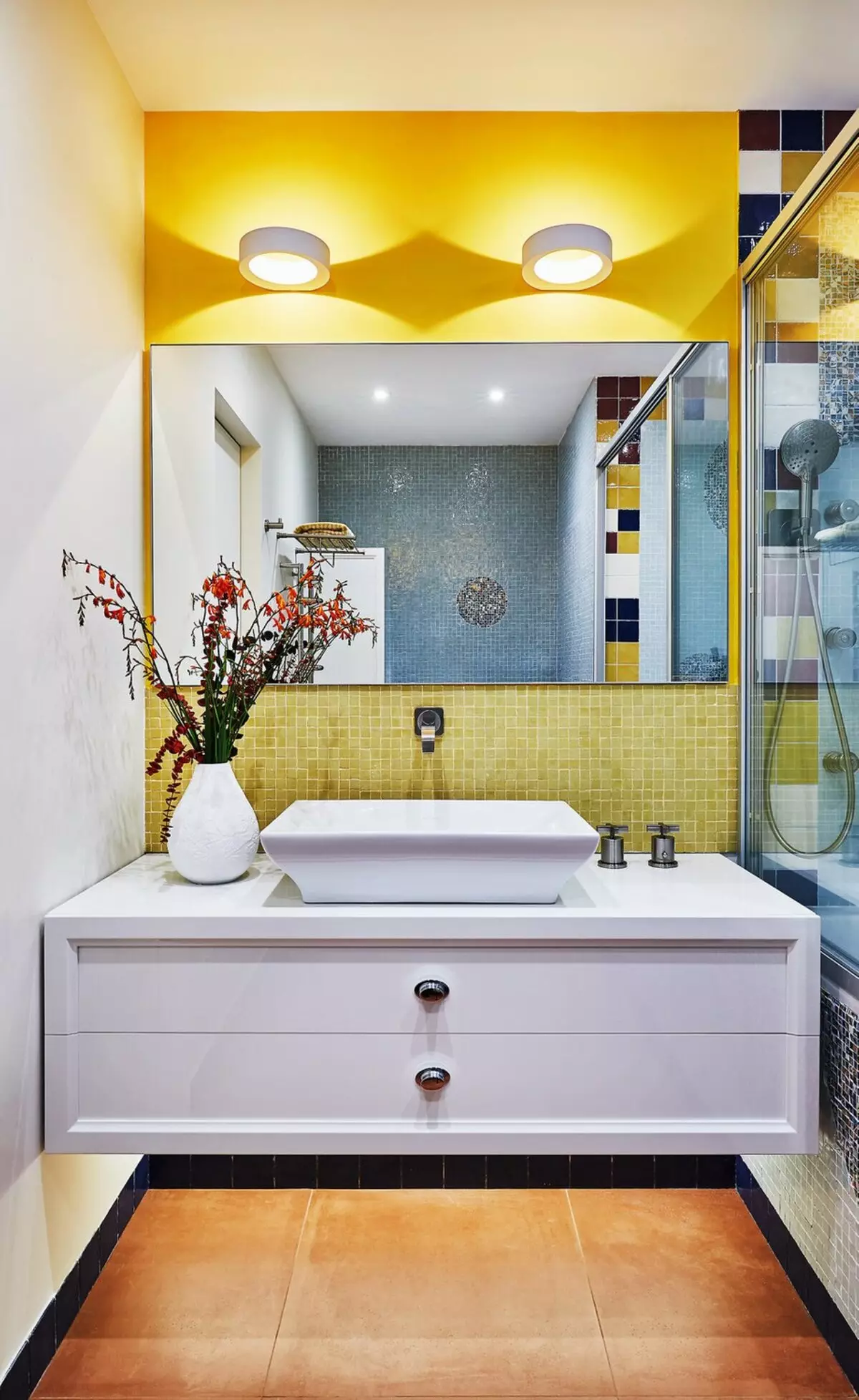 Foto: Bagno in stile moderno, eclettico, appartamento, progetto della settimana, Mosca, Irina Lectenen, Panel House, 3 camere, 60-90 metri, Bureau IVA - Foto