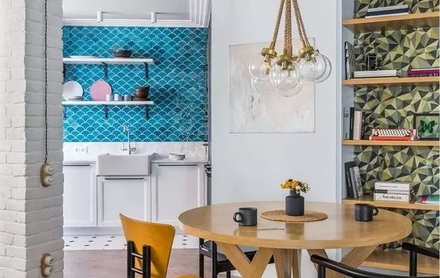 Foto: Keuken en eetkamer in Scandinavische stijl, gids, quadrum, palinestudio, Irina - foto